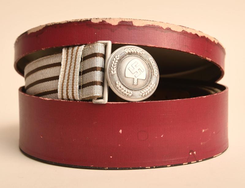 Regimentals | GERMAN WWII RAD BROCADE BELT AND INSIGNIA SET, CASED.