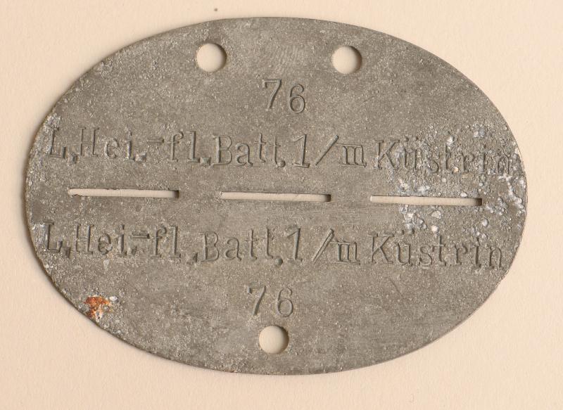 Regimentals | GERMAN WWII KUSTRIN FLAK BATTERY IDENTITY DISC.