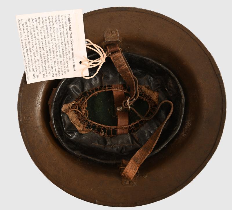 Regimentals | BRITISH WWI MARK 1 24TH DIVISION BRODIE HELMET.